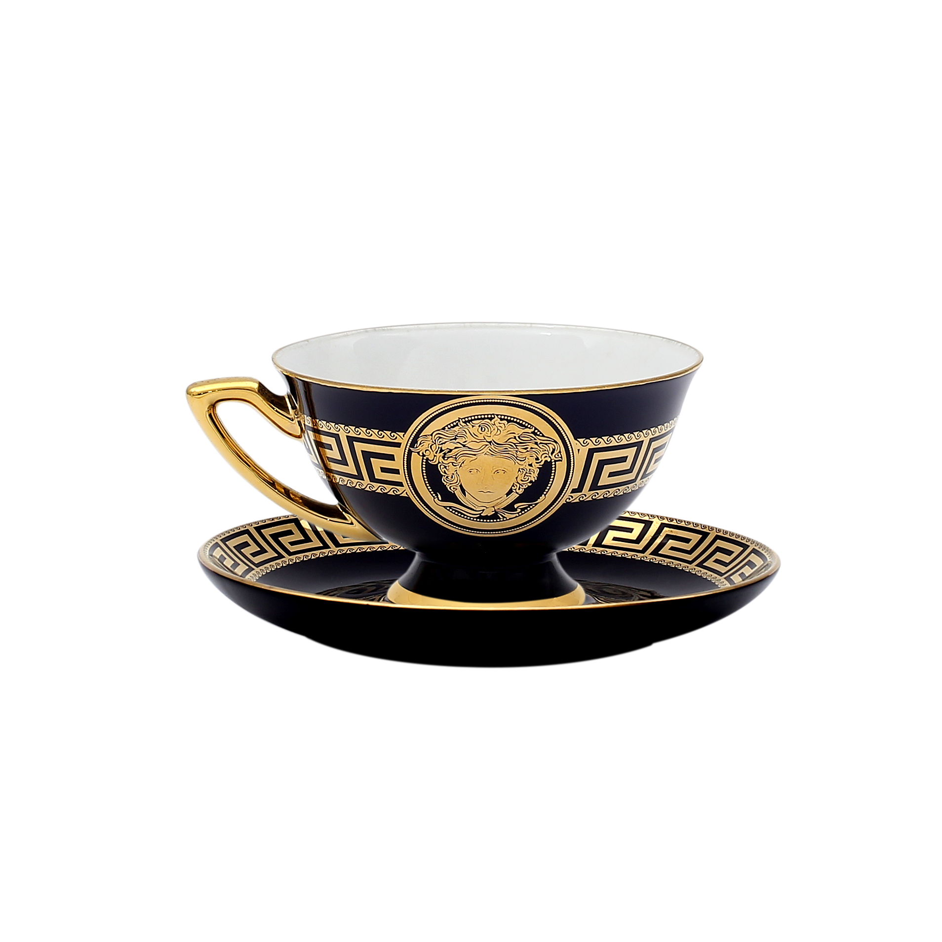 Versace Cup And Saucer Black & Gold – OneMore